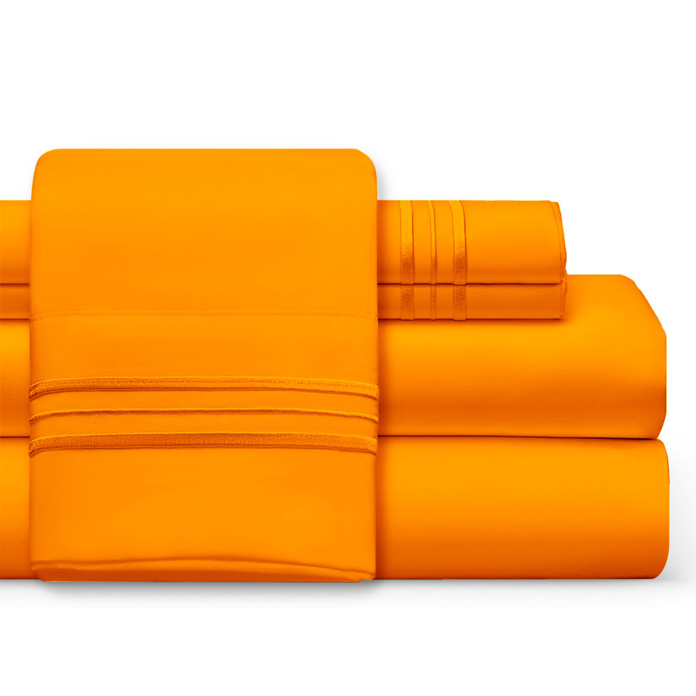 Carrot Orange Sheet Set, 1800 Thread Count, Ultra Comfort – The Bed Sheets
